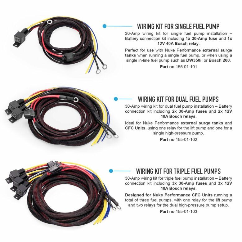 Nuke Performance Wiring Kit Triple Fuel Pumps 30-Amp Battery Connection ...
